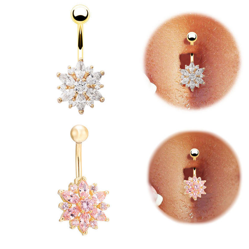 Buy New Women Alloy Crystal Rhinestone Belly Button Ring Dangle Navel ...