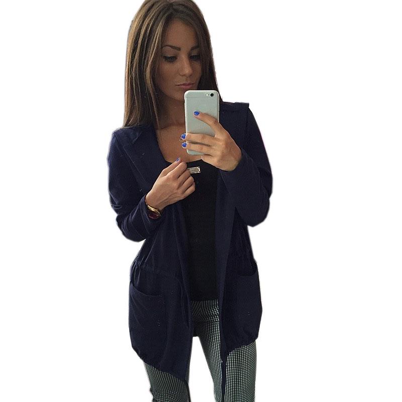 Bayan Moda Saf Renk Uzun Kollu Günlük Hırka Ceketler Kış Sıcak Cepler ...