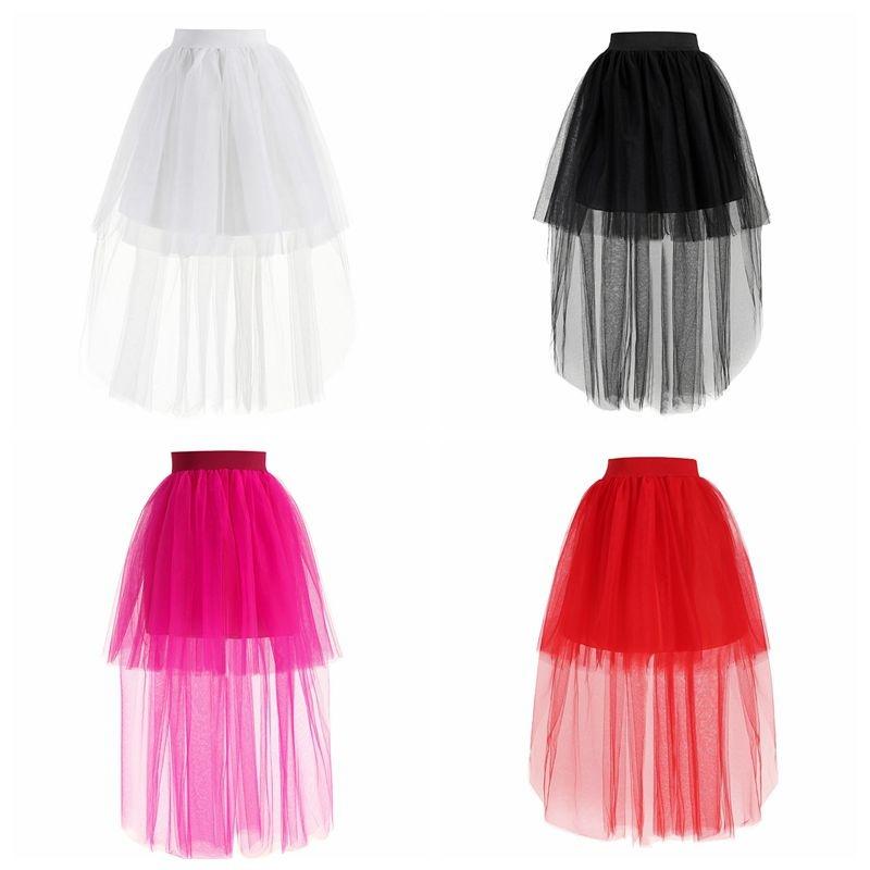 Buy Women Half Bustle Tulle Tutu Mesh Sheer Long Skirt Burlesque ...