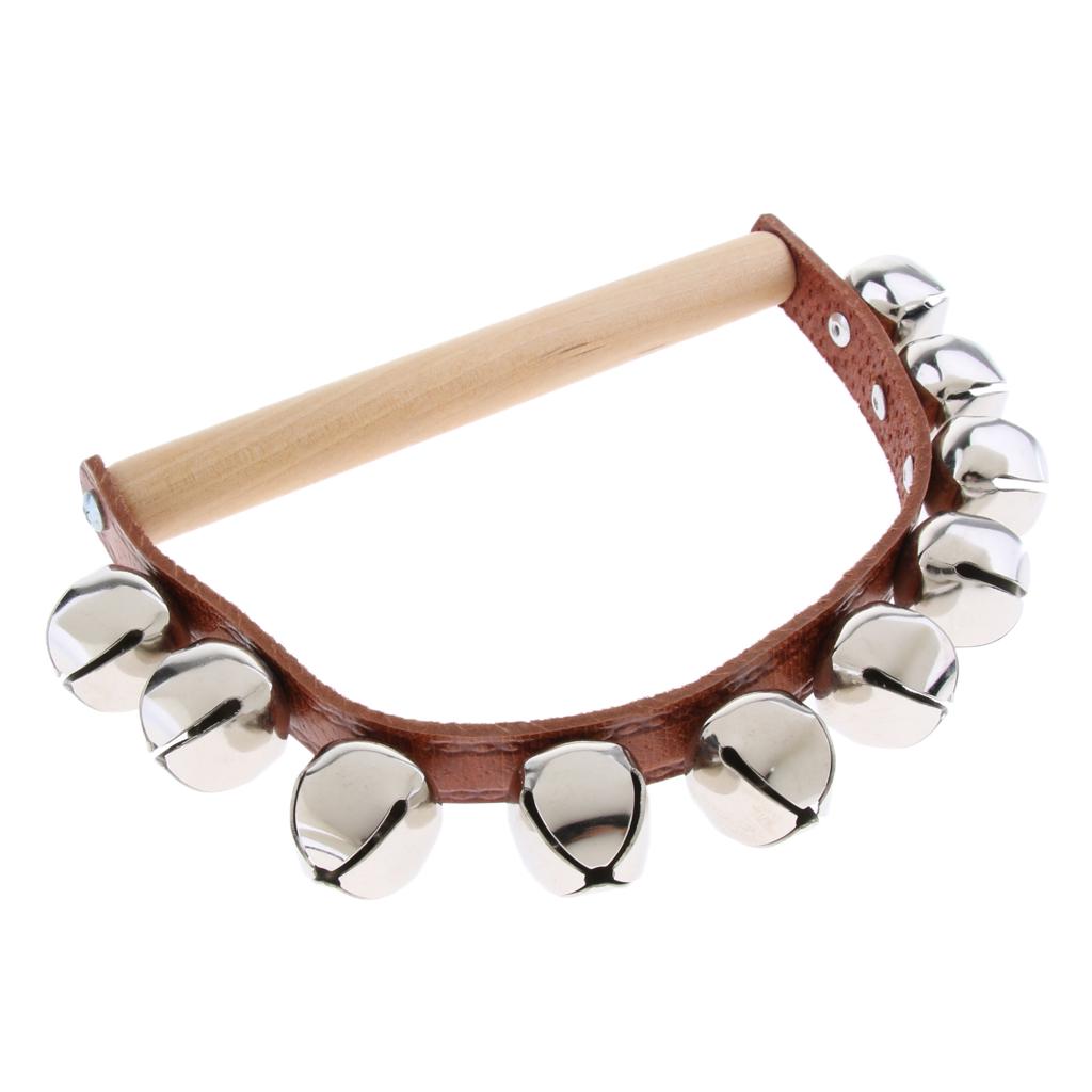 Buy Wooden Handle Bell Shaker Sleigh Bells with Strap Shaking ...