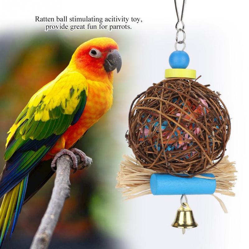 Buy Bird Parrot Chewing Toy Natural Rattan Ball Toys for Small Birds ...