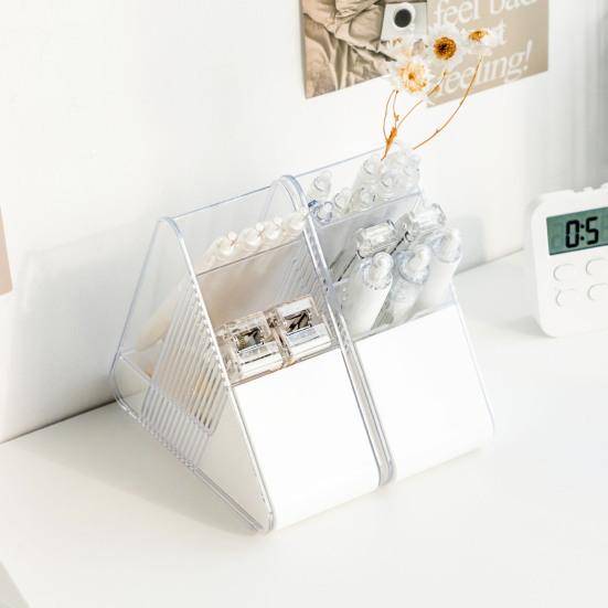 Cheap Triangle Pen Holder Multi-Compartment Cosmetic Storage Box with ...