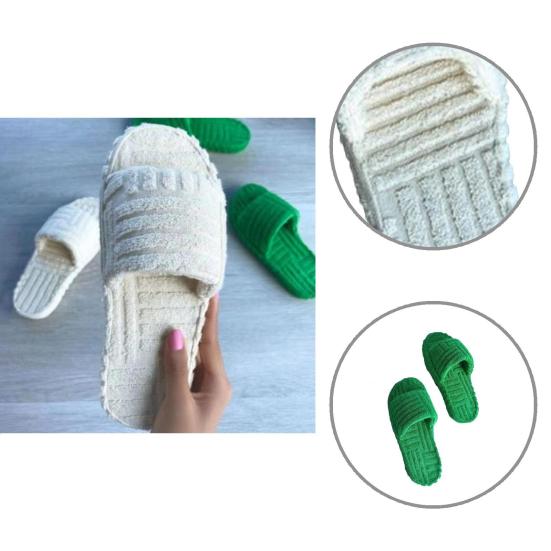 Chic Open Toe Slip-on Footwear Peep Toe Faux Fur Slip-on Flat Slippers ...