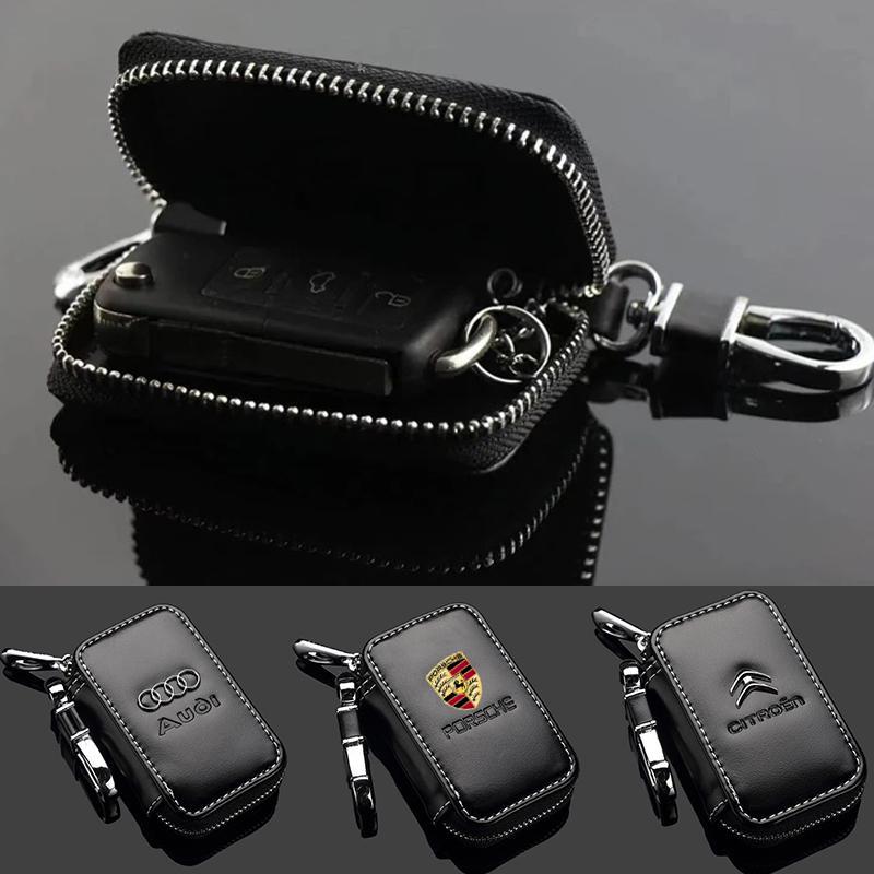 1PC Remote Control Cover Genuine Leather Car Key Case Key Chain Wallet ...