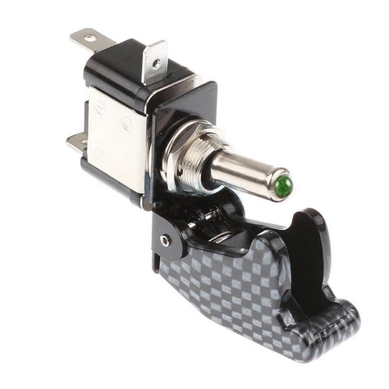 Car LED Light SPST Toggle Rocker Switch With Protective Cover 12V 20A ...