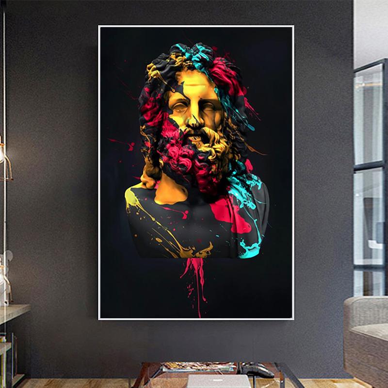 Buy Greek Mythology Zeus Sculpture Canvas Paintings Posters and Prints ...