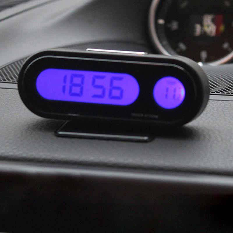 Car Electronic Clock Dashboard Clocks Luminous Thermometer Black ...