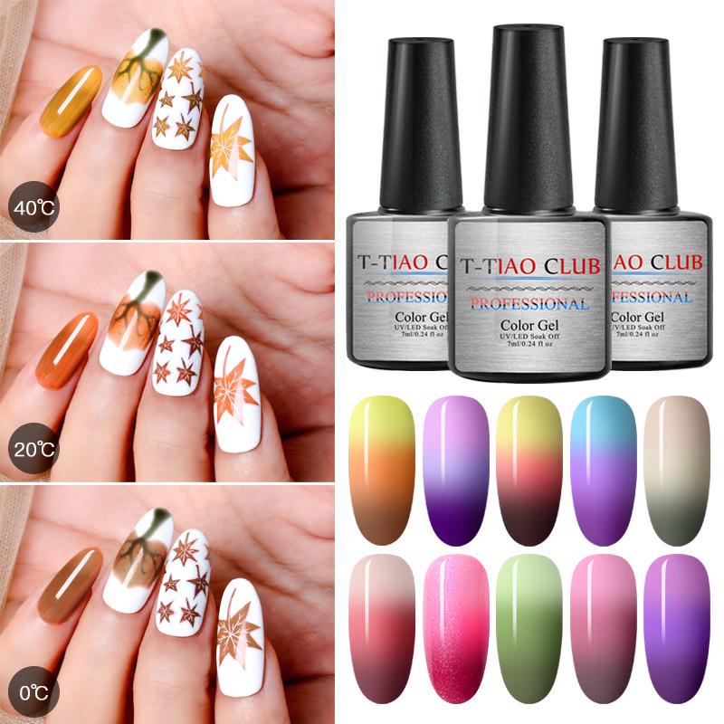 Buy 7ml Rainbow Thermal 3-layers Gel Polish Color Changing Soak Off UV ...