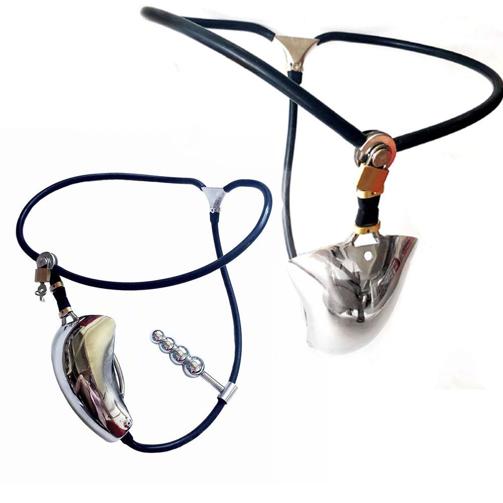 Buy Male Underwear Stainless Steel Chastity Belt with Dildo Butt Plug ...