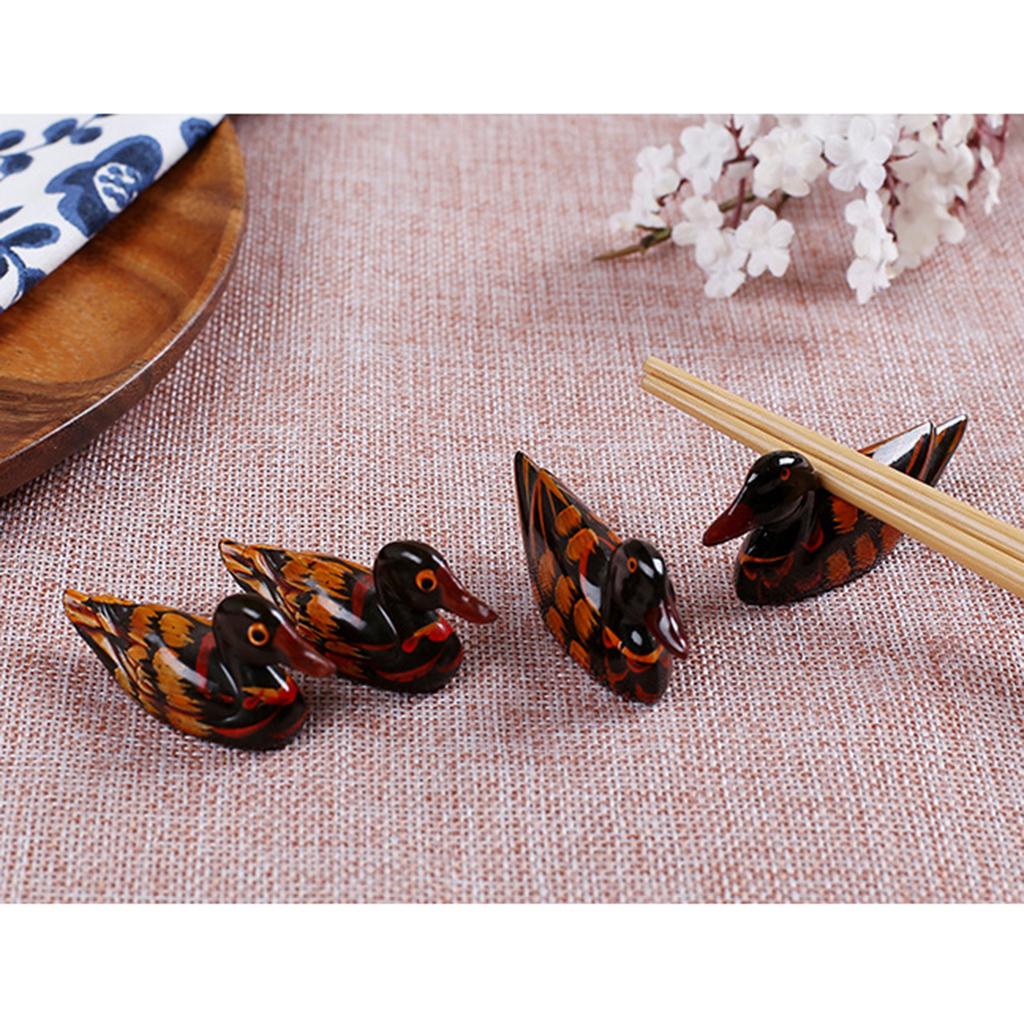 Natural Wooden Duck Chopsticks Holder Stand Leaf Shape Chopstick Rest ...