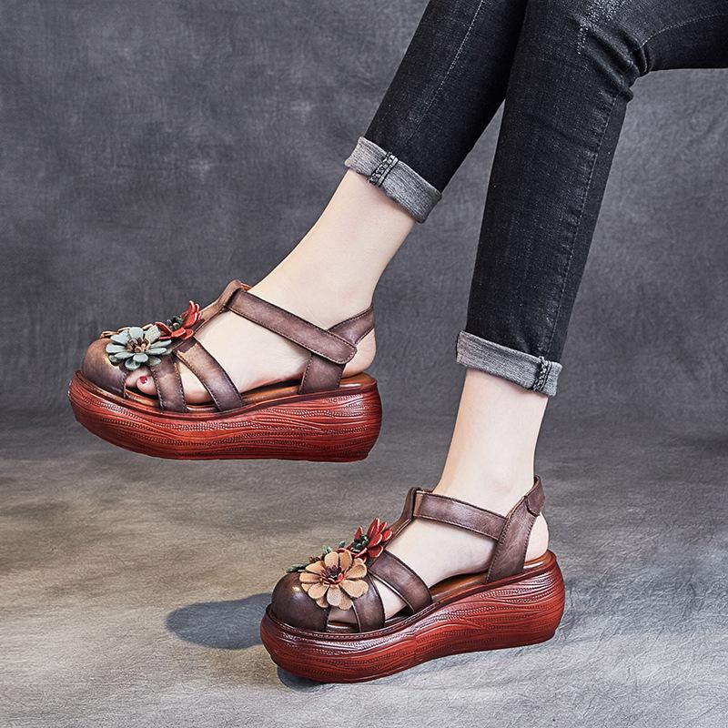 Cheap Sandals Women Wedge Genuine Leather Women Summer Sandals Large ...