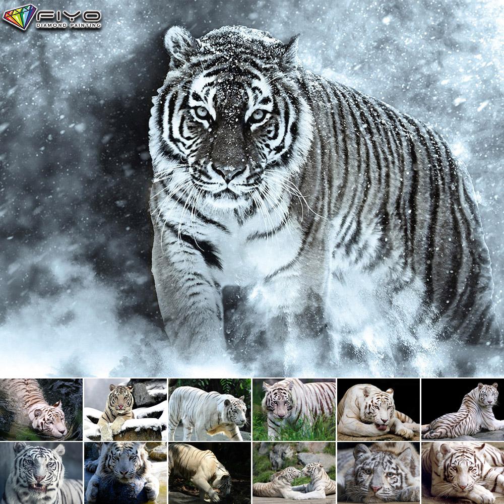 Buy 5D Diamond Painting Full Diamond White Tiger Diamond Painting ...