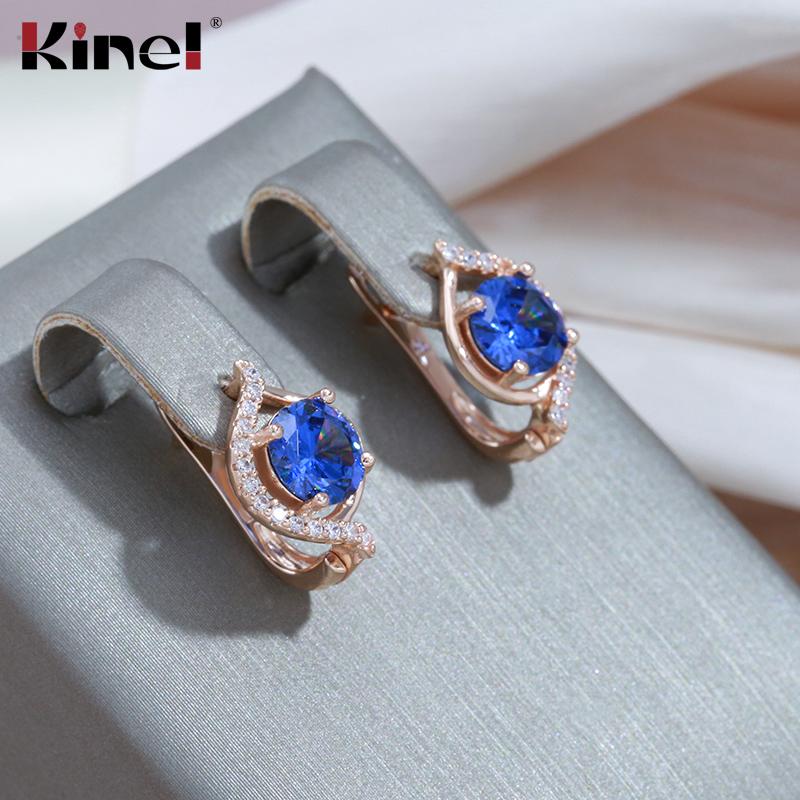 Satın alın Kinel Shiny Blue Zircon Water Drop Earrings For Women | Joom