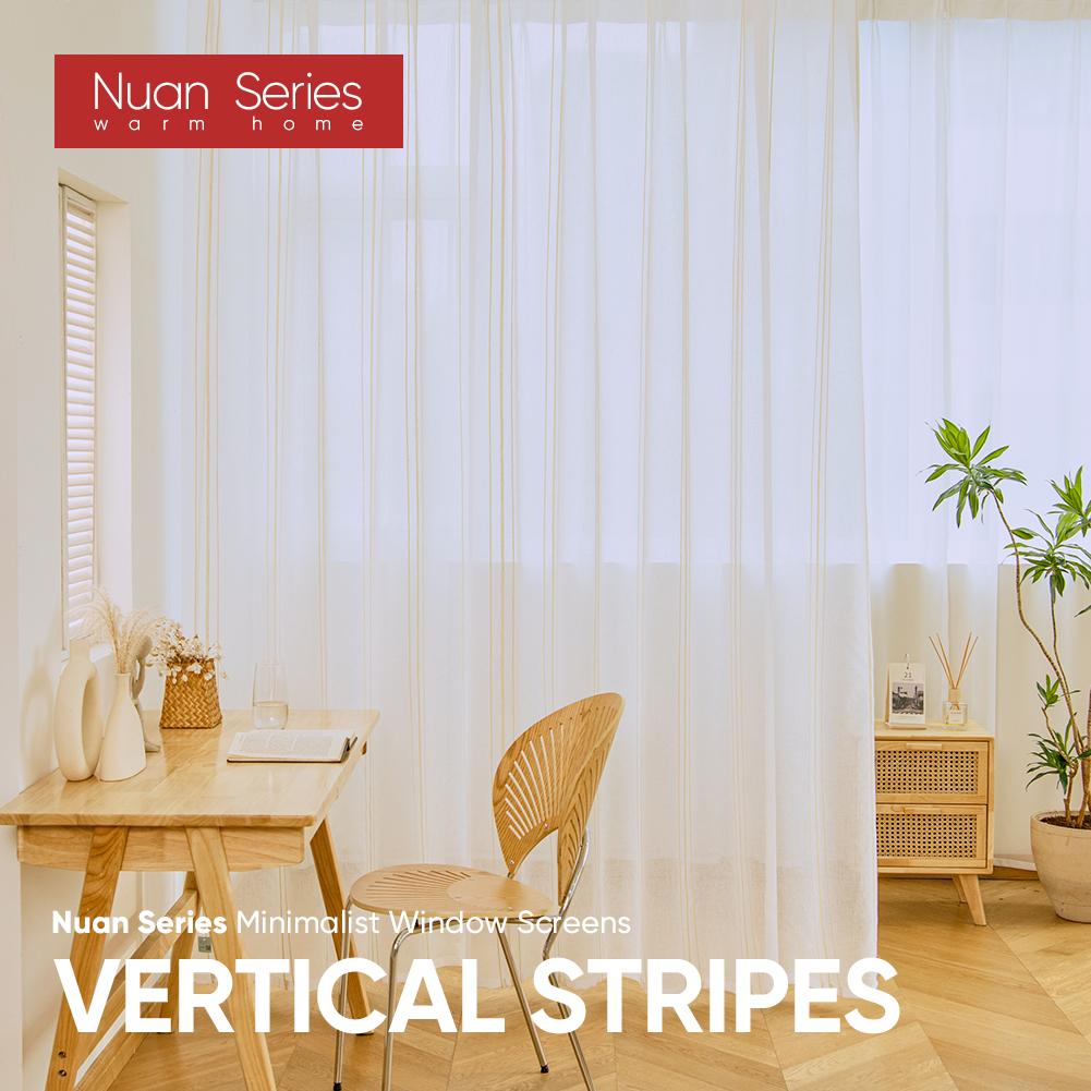 Buy 1PC Solid Striped Sheer Curtains for Living Room Bedroom Voile ...