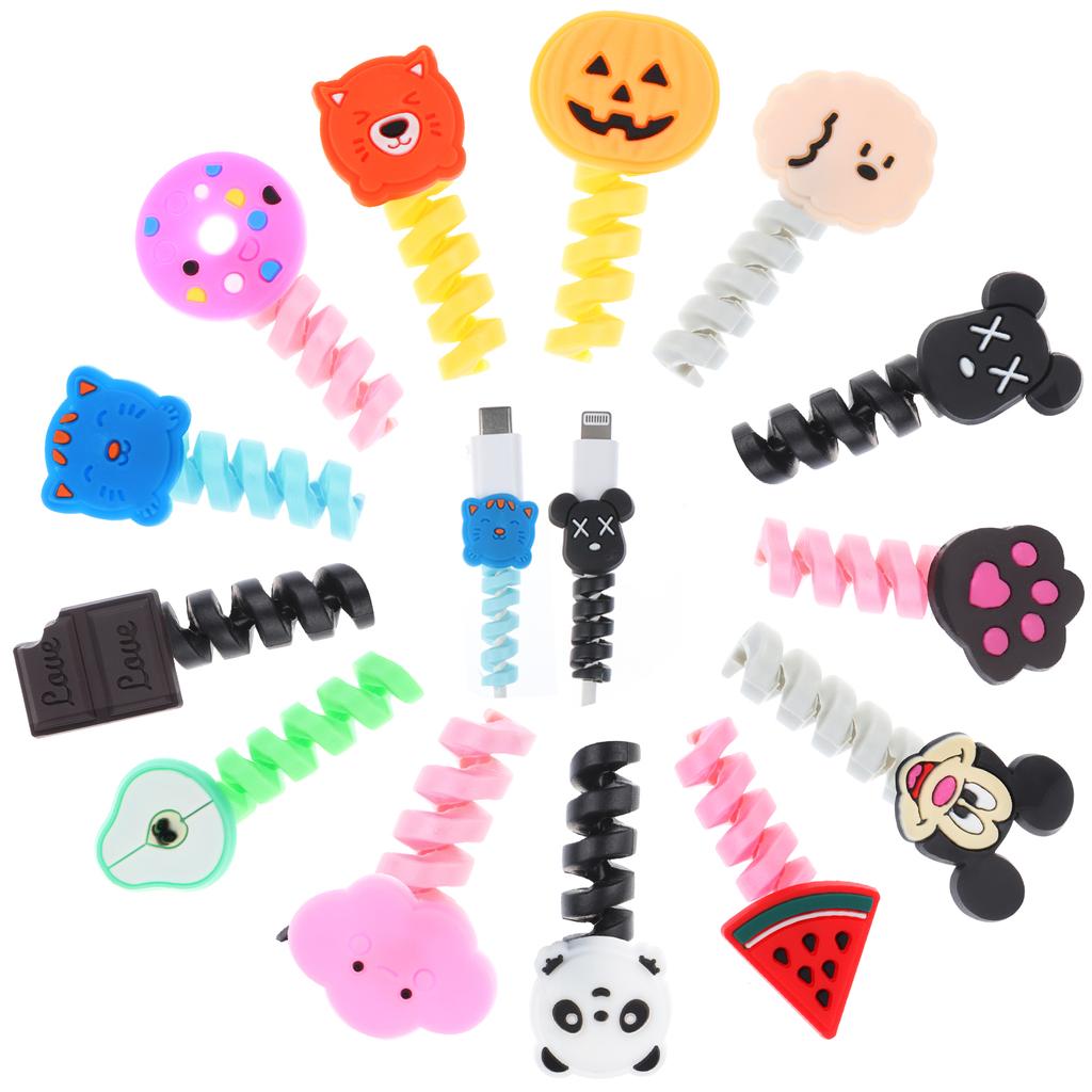 50 Pcs Colorful Cartoon Charger Protectors Mouse Cable Protectors ...