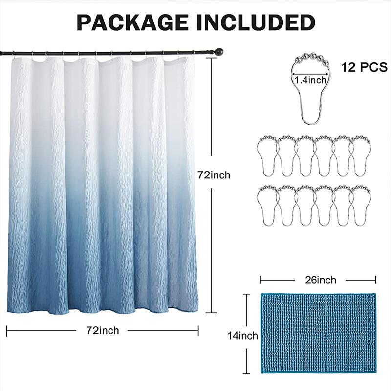 Cheap Customized Gradient Shower Curtain Waterproof Colorful Blue ...