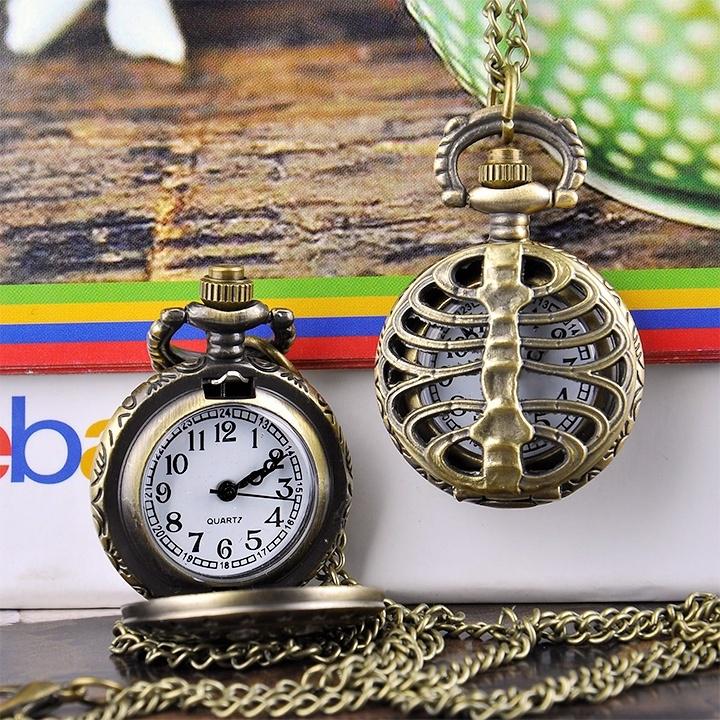Buy Fishbone Hollow Vintage Style Bronze Steampunk Quartz Necklace ...