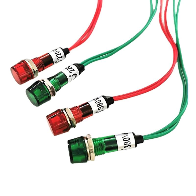 380v/220v LED Flush Panel Mount Indicator Light Red/Green Pilot Light ...