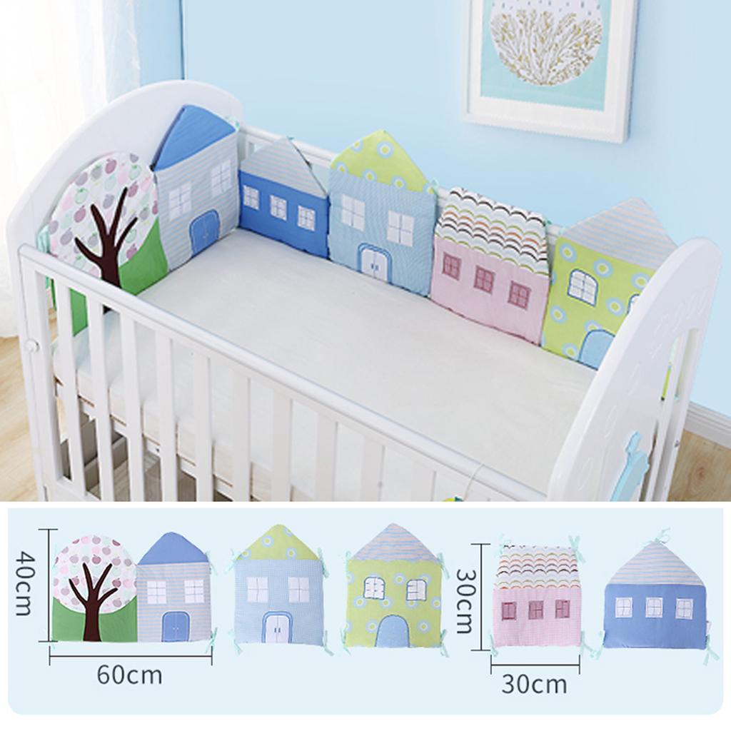 6PCs Multifunctional Baby Crib Cushion Cotton Infant Bed Cot Protector ...