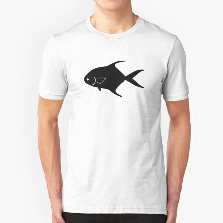 Buy Permit Fish Silhouette Black Cotton White Tees Summer Men T Shirts ...