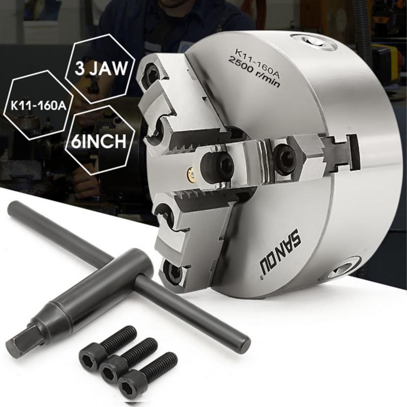 SANOU K11-160A Lathe Chuck 3 Jaw 160mm Self Centering&Reversible Jaw ...