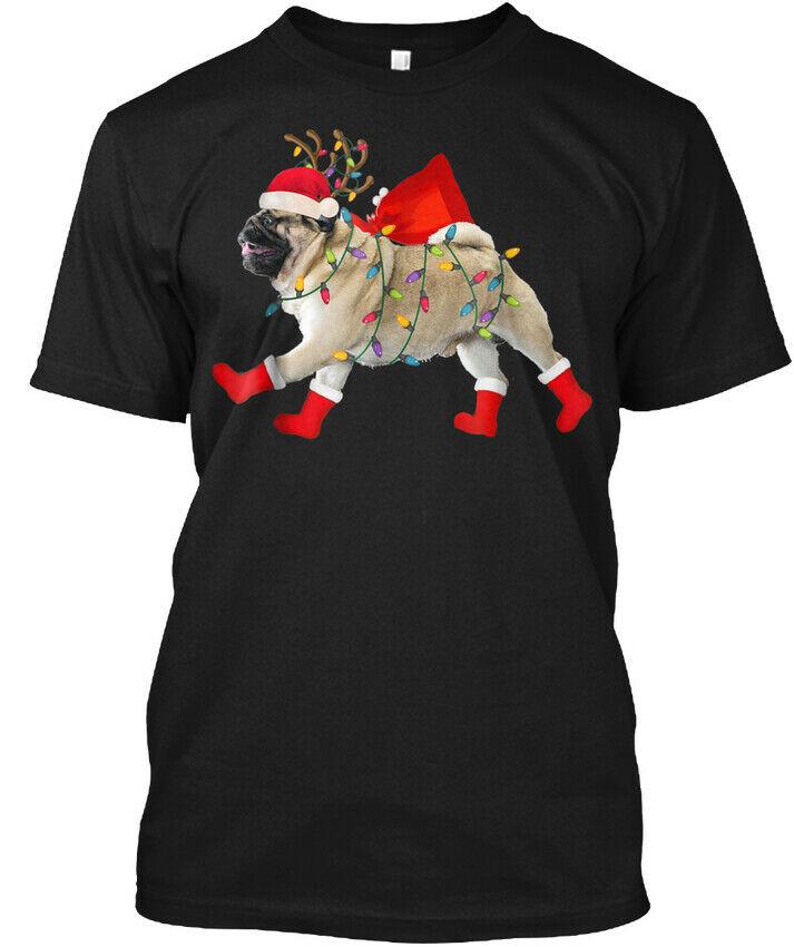 Buy Pug Santa Christmas Lights Mery Hanes Tagless Tee Summer Men O ...