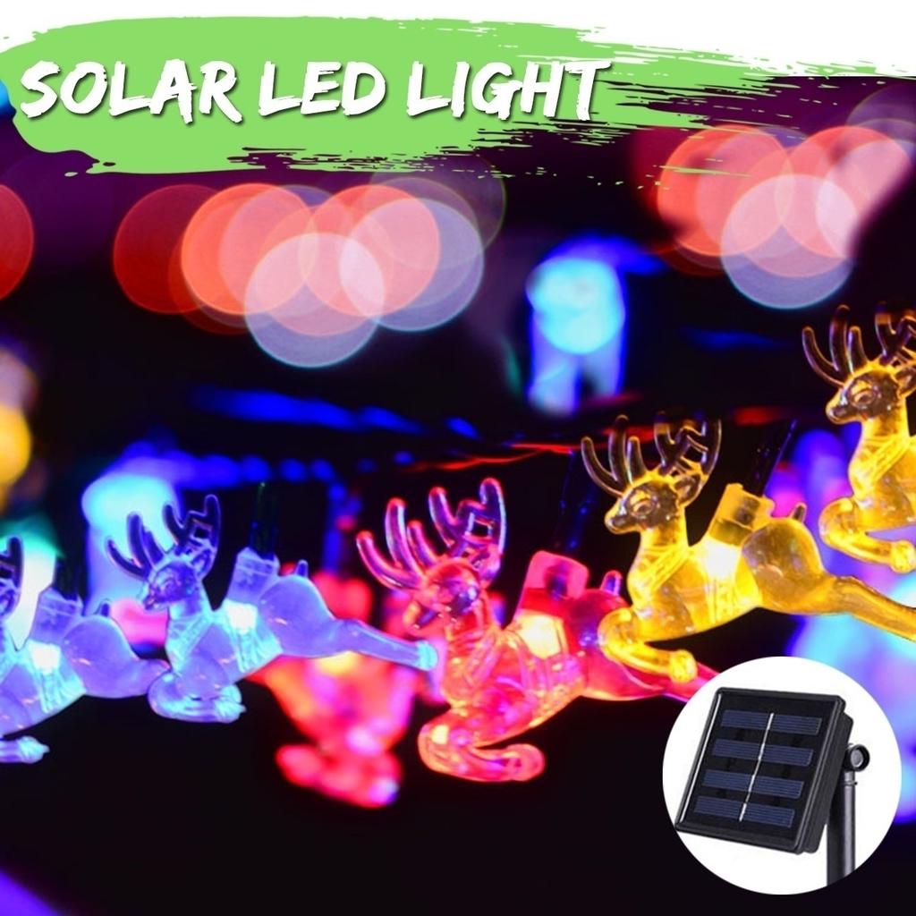 30/20 LEDs Solar Power Reindeer Sika Deer Christmas Fairy String Lights ...