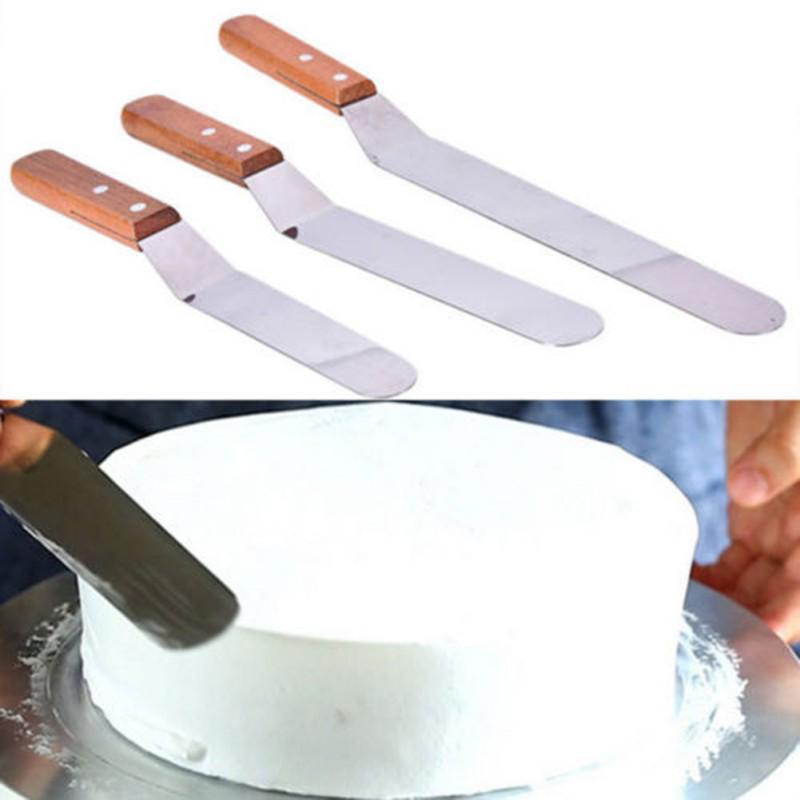 Buy Stainless Steel Cream Cake Knife Wood Handle Butter Spatula Knife ...
