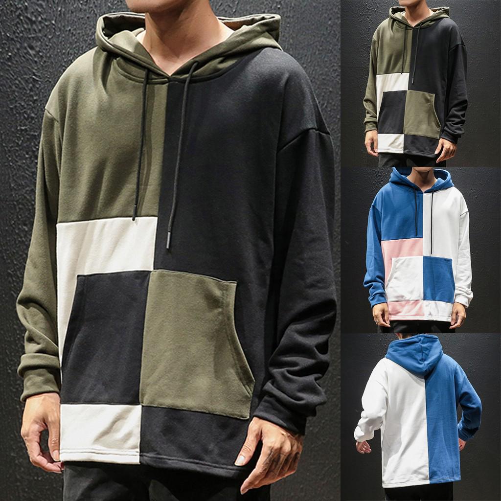 Buy Men's Autumn Fashion Style Long Sleeve Stitching Hat Guard ...