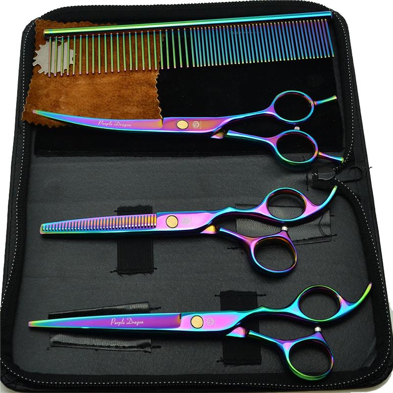 Buy 4Pcs Suit 7'' 19.5cm Professional Hair Hairdressing Shear Comb With ...