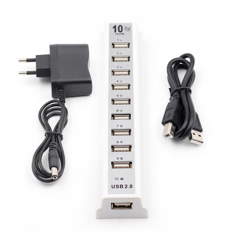 Buy 10 Ports USB 2.0 Hubs with AC Power Computer Peripherals Supply ...