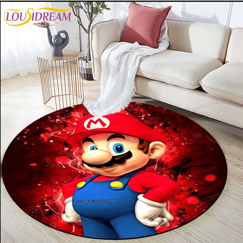 💰Kaufe Cartoon Mario Bros Print Children Carpet Area Rugs Round Carpet ...