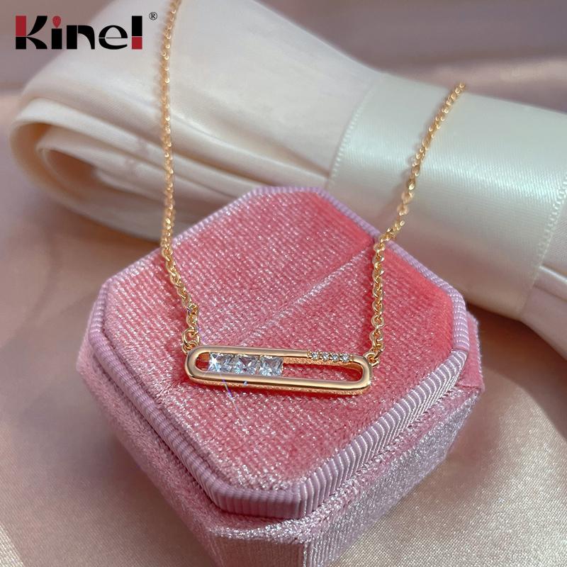 💰Kaufe Kinel Glänzende Zirkon Anhänger Halskette für Frauen Roségold Kette zum besten Preis im ...
