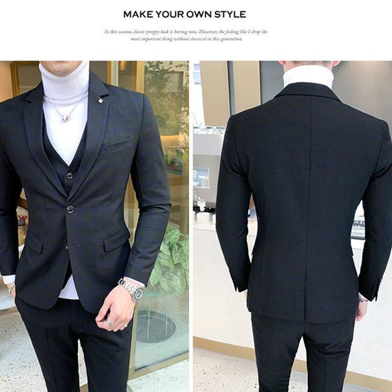 Acquista Due pezzi plaid abito uomini business lavoro matrimonio abito formale giacca slim fit ...