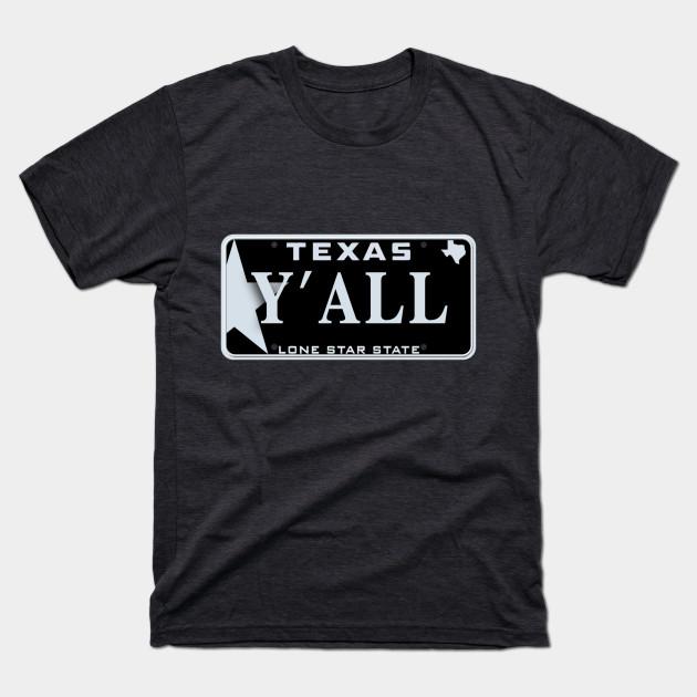 Buy Men Premium Cotton Harajuku T Shirt Y All Texas License Plate Print ...