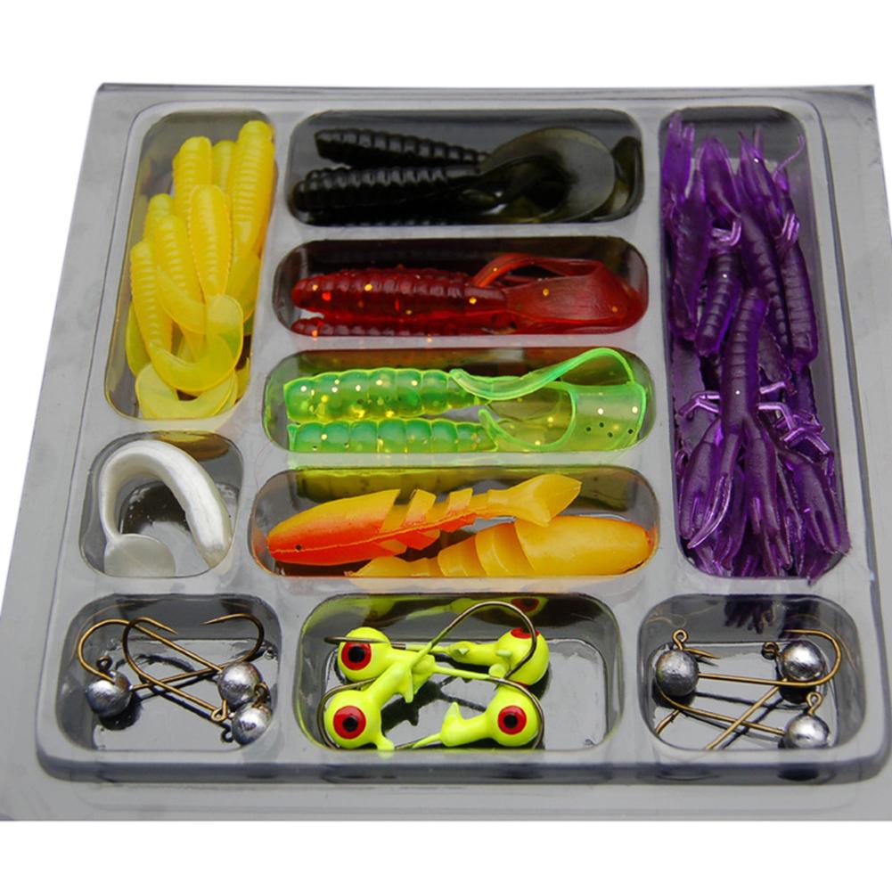 Buy 35Pcs/Box Mixed Fishing Lure Hook Set Kit Soft Artificial Worm ...