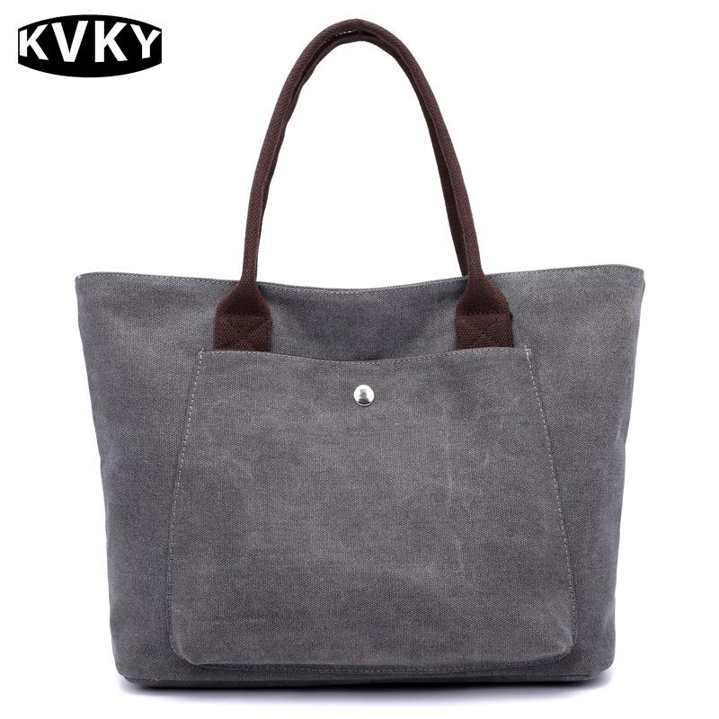 Buy Canvas Bag Women's Fashion New Women's Solid Color Cloth Bag All ...