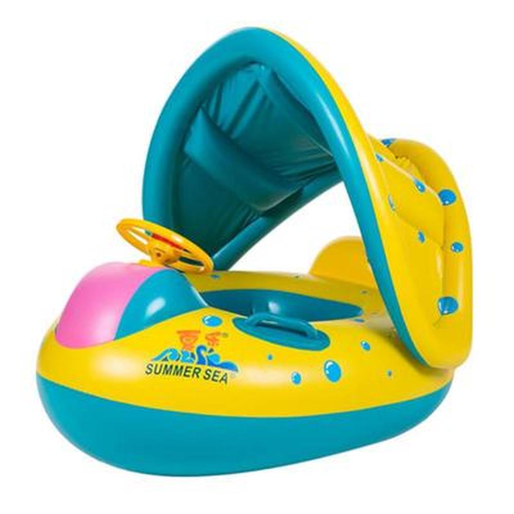 Buy Inflatable Soft Baby Swimming Ring with Detachable Sun Canopy Shade ...