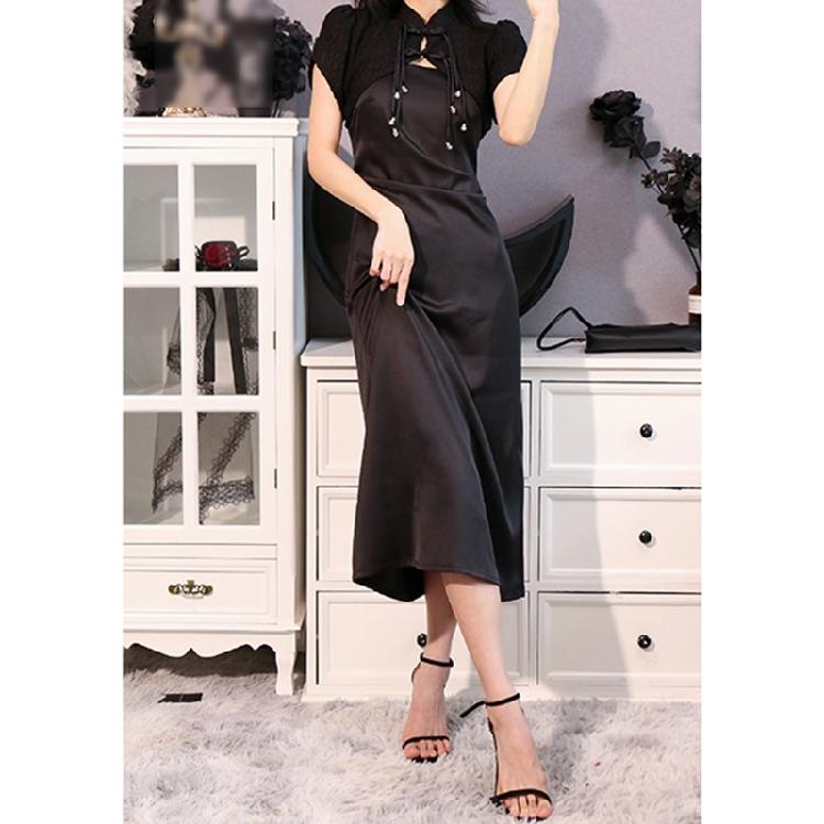 Buy Chinese Gothic Women Sexy Spaghetti Strap Midi Long Satin Dress ...