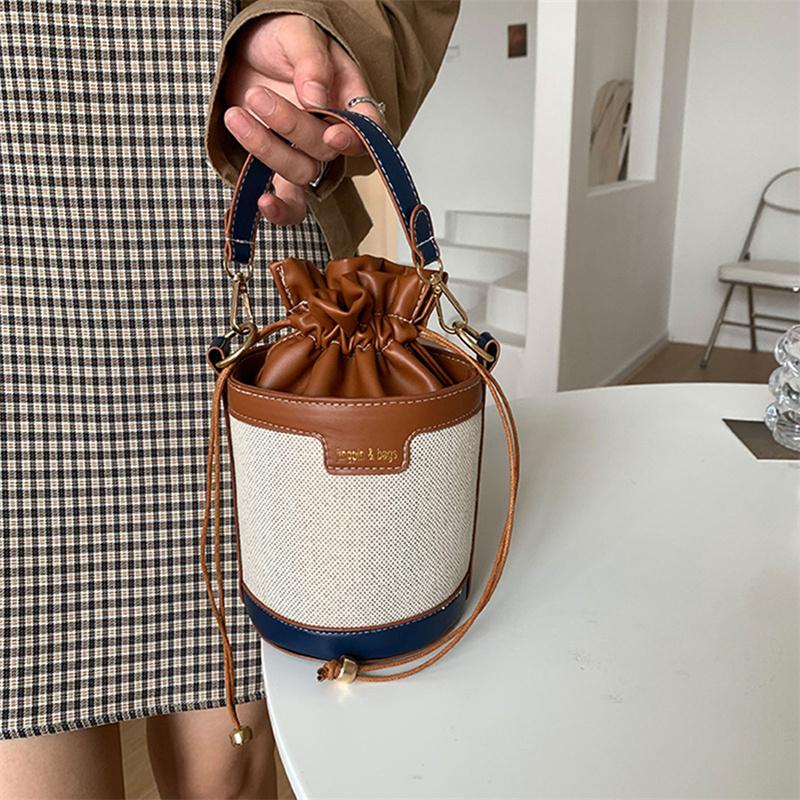 Buy Women Shoulder Bags Cylinder Pu Leather Bucket Bag Casual ...