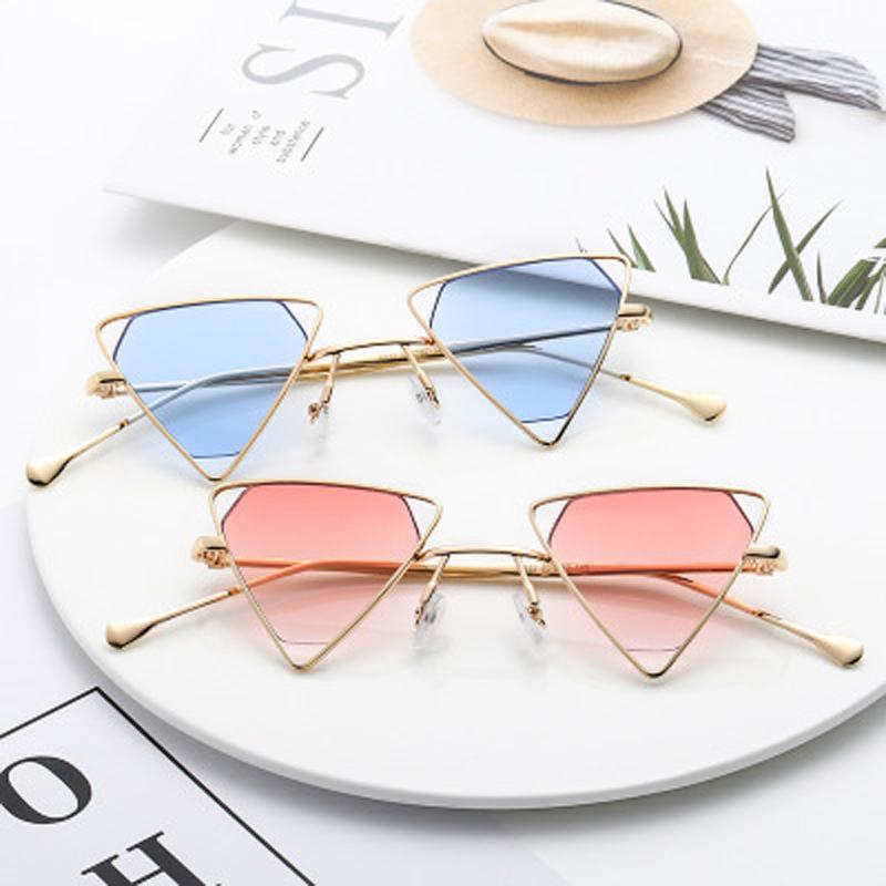 Buy Metallic Triangular Small Frame Sunglasses Punk Style Eyeglasses ...