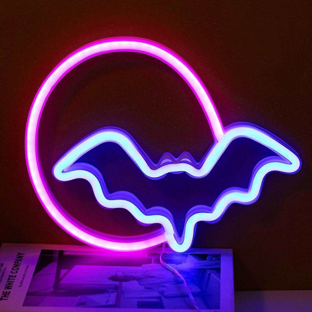 Cheap USB/Battery Bat Neon Sign Lights Halloween Wall Sign Art Decor ...