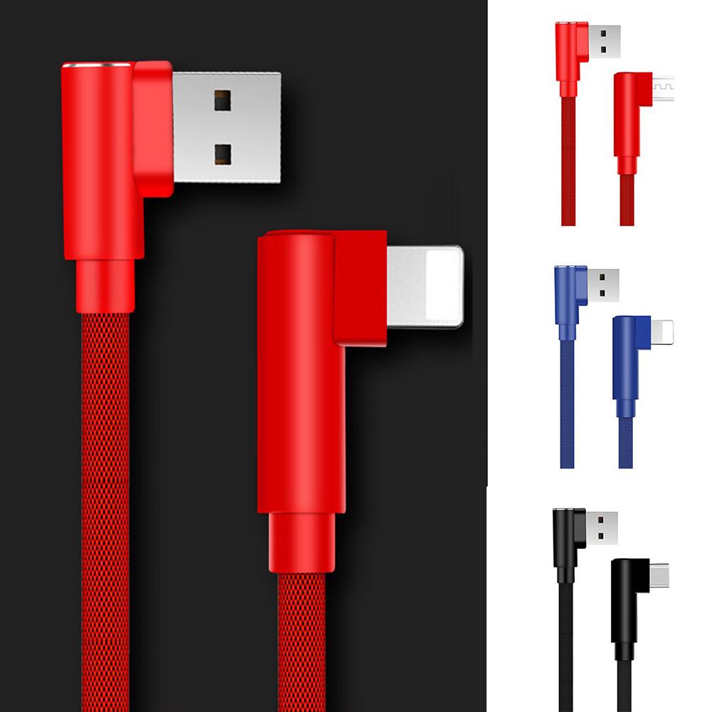 Buy Nylon Braided Elbow USB Cable 2A Fast Charging Data Sync Adapter ...