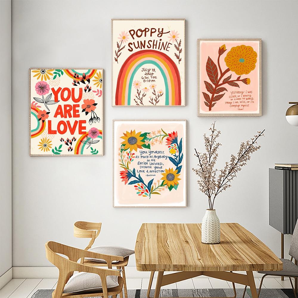 Buy Inspirational Quote Art Posters Boho Nursery Color Canvas Painting ...