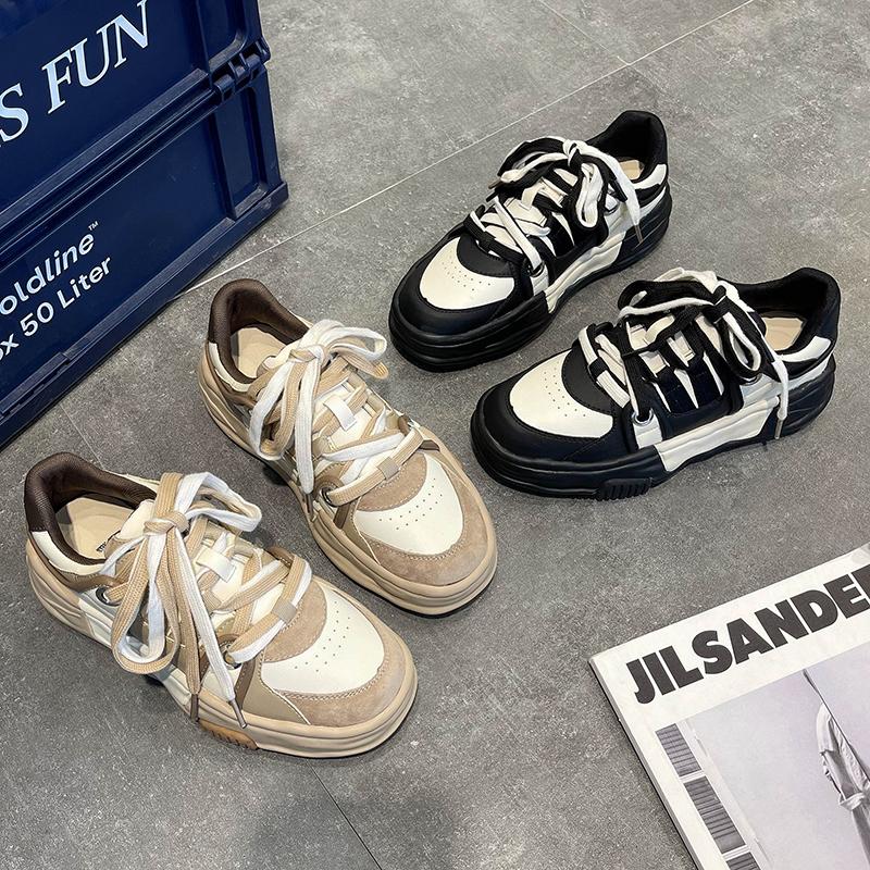 Satın alın Women Flat Creeper Round Toe Lace Up Match Color Casual ...