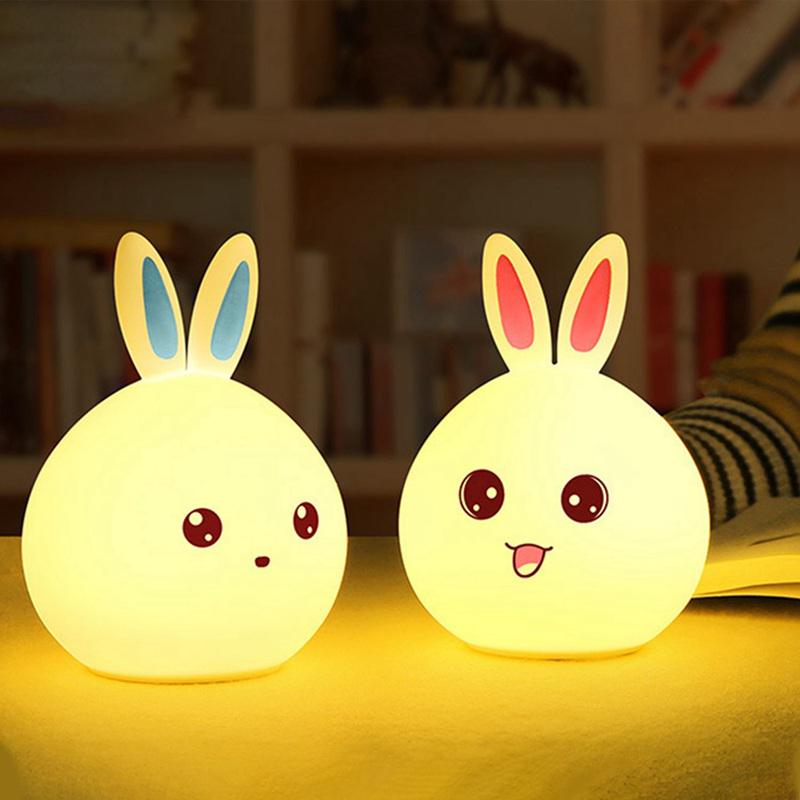 Cute Rabbit Light For Baby Bedside Lamp Multicolor Silicone Touch ...