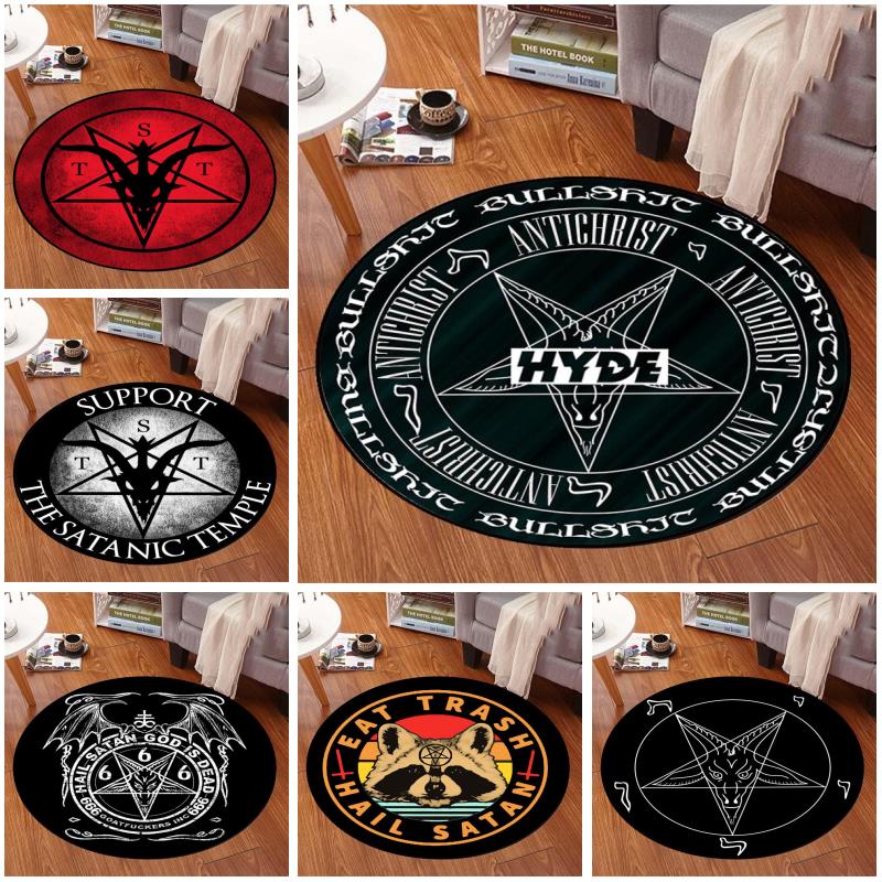 Buy Round Satan Pattern Printing Round Floor Mat Home Bedroom Living ...