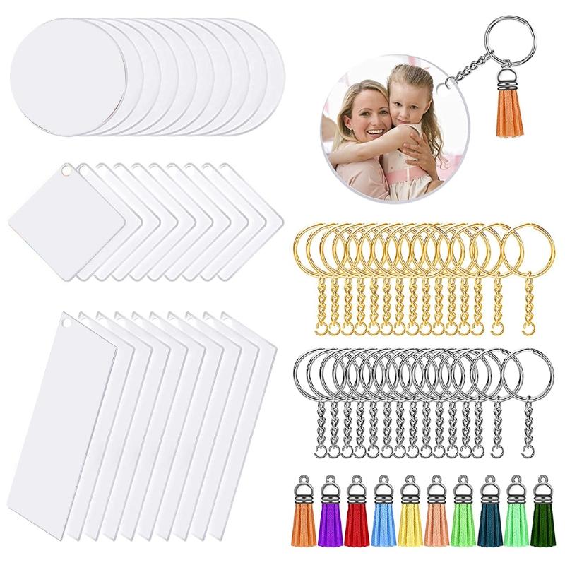 Buy Keychain Blanks Acrylic Ornament Blanks with Hole for Valentine's ...