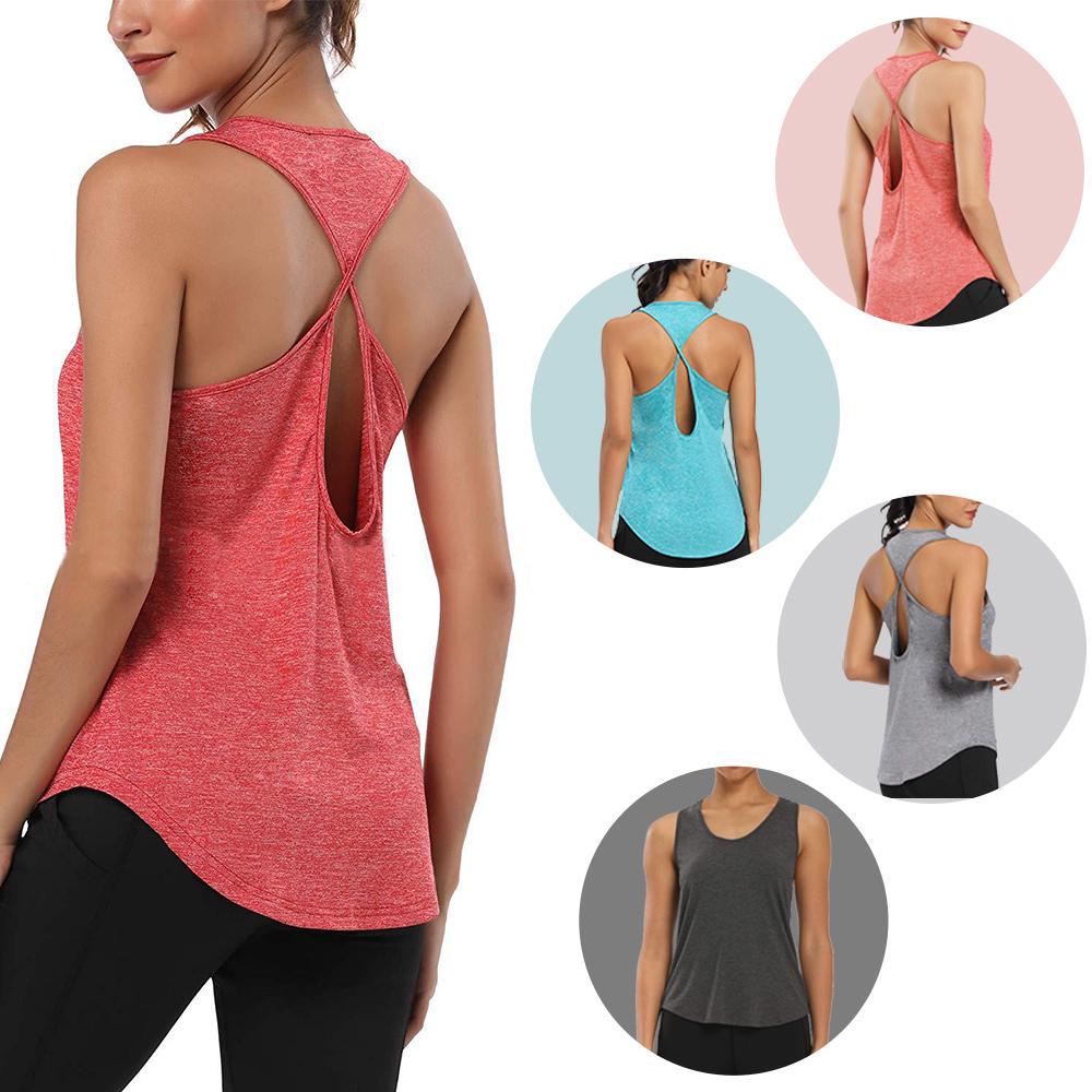 Buy Summer Women Backless Tank Tops Yoga Sport Sleeveless T-shirt at ...