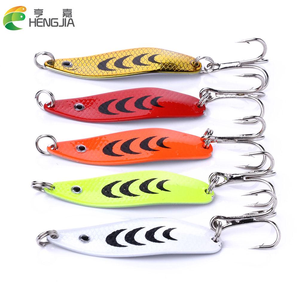 Cheap 1/5Pcs Artificial Fishing Hook 5g 6.8cm Metal Spoon Fishing Lure ...